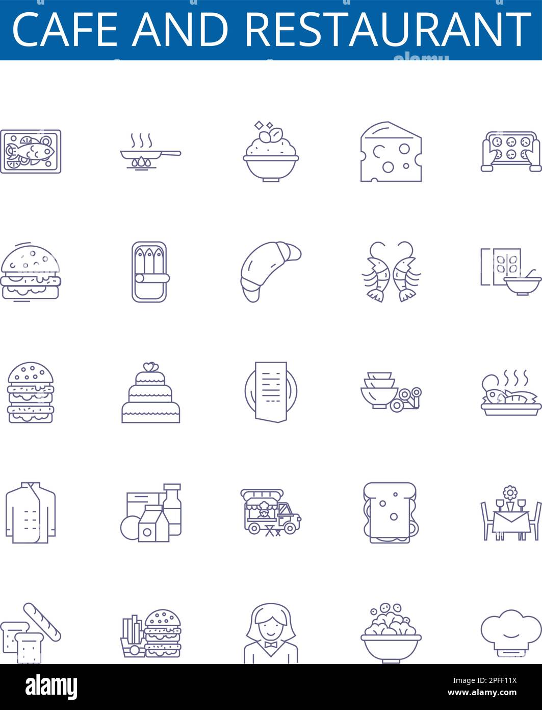 Cafe And Restaurant Line Icons Signs Set Design Collection Of Cafe Restaurant Cuisine Menu