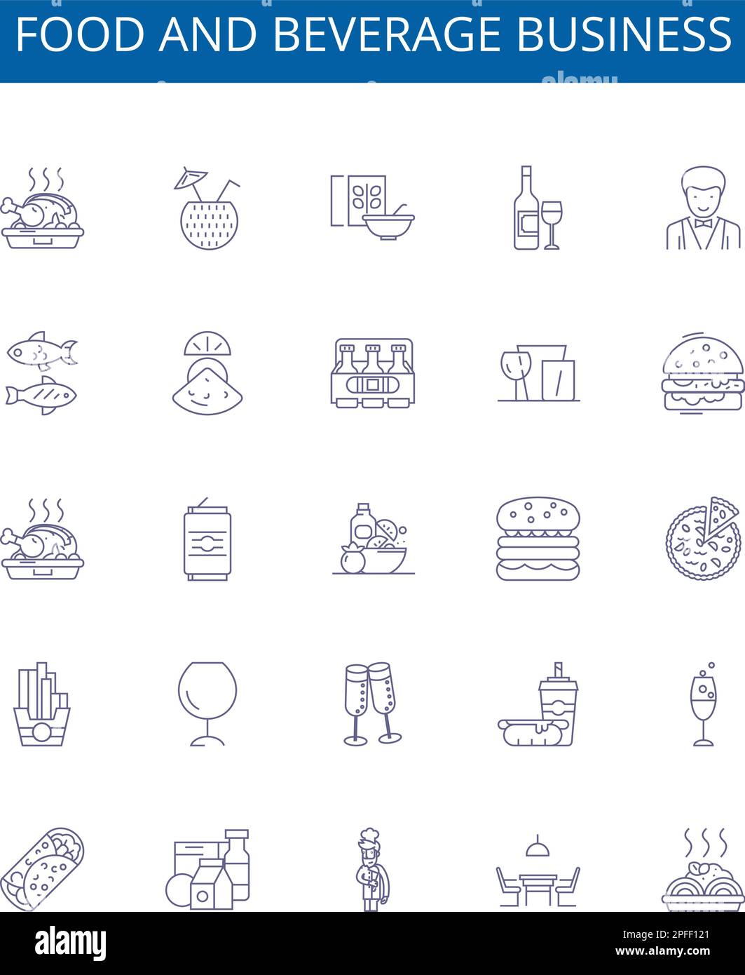 Food and beverage business line icons signs set. Design collection of Food, Beverage, Business ...