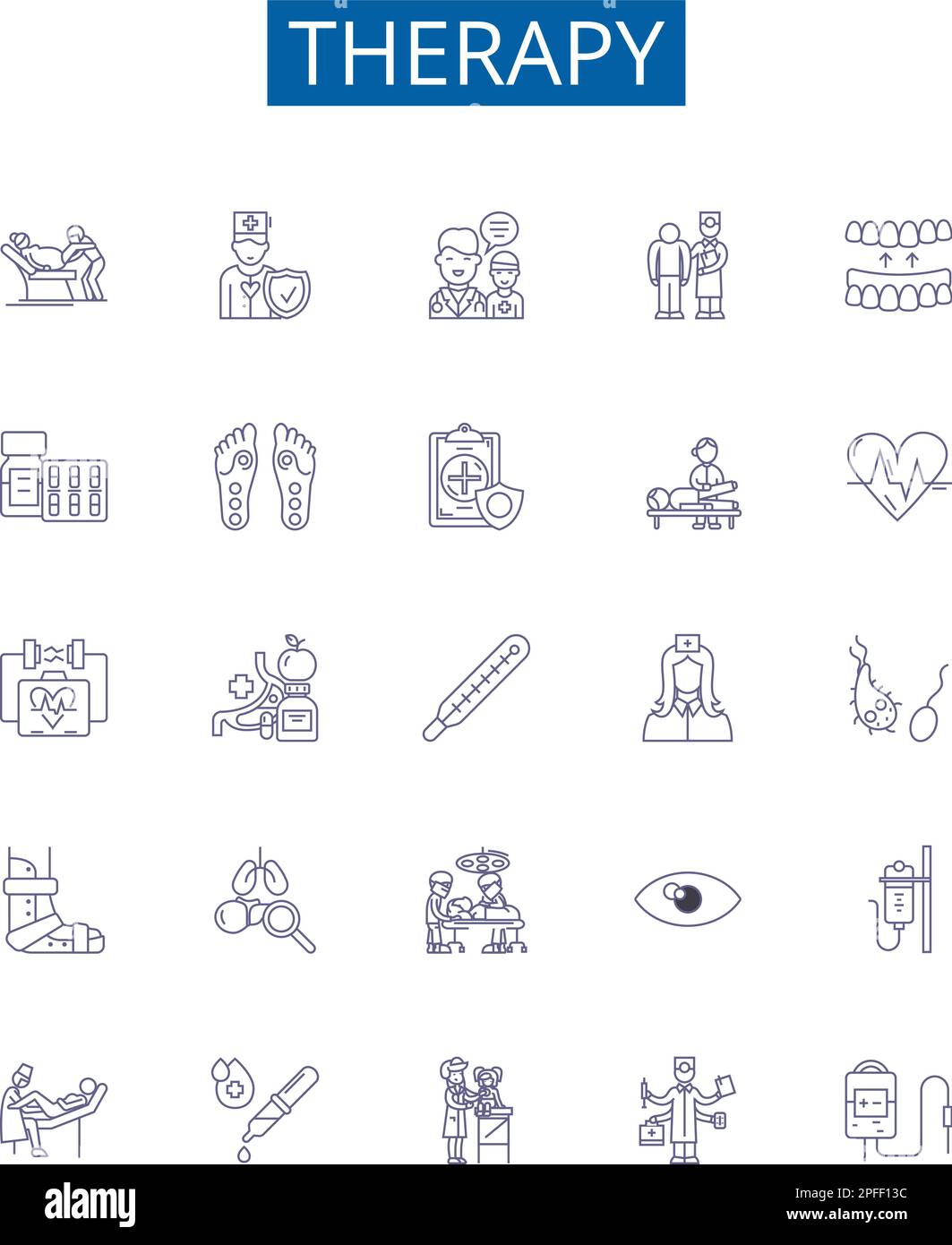 Therapy line icons signs set. Design collection of Therapy, Counseling ...