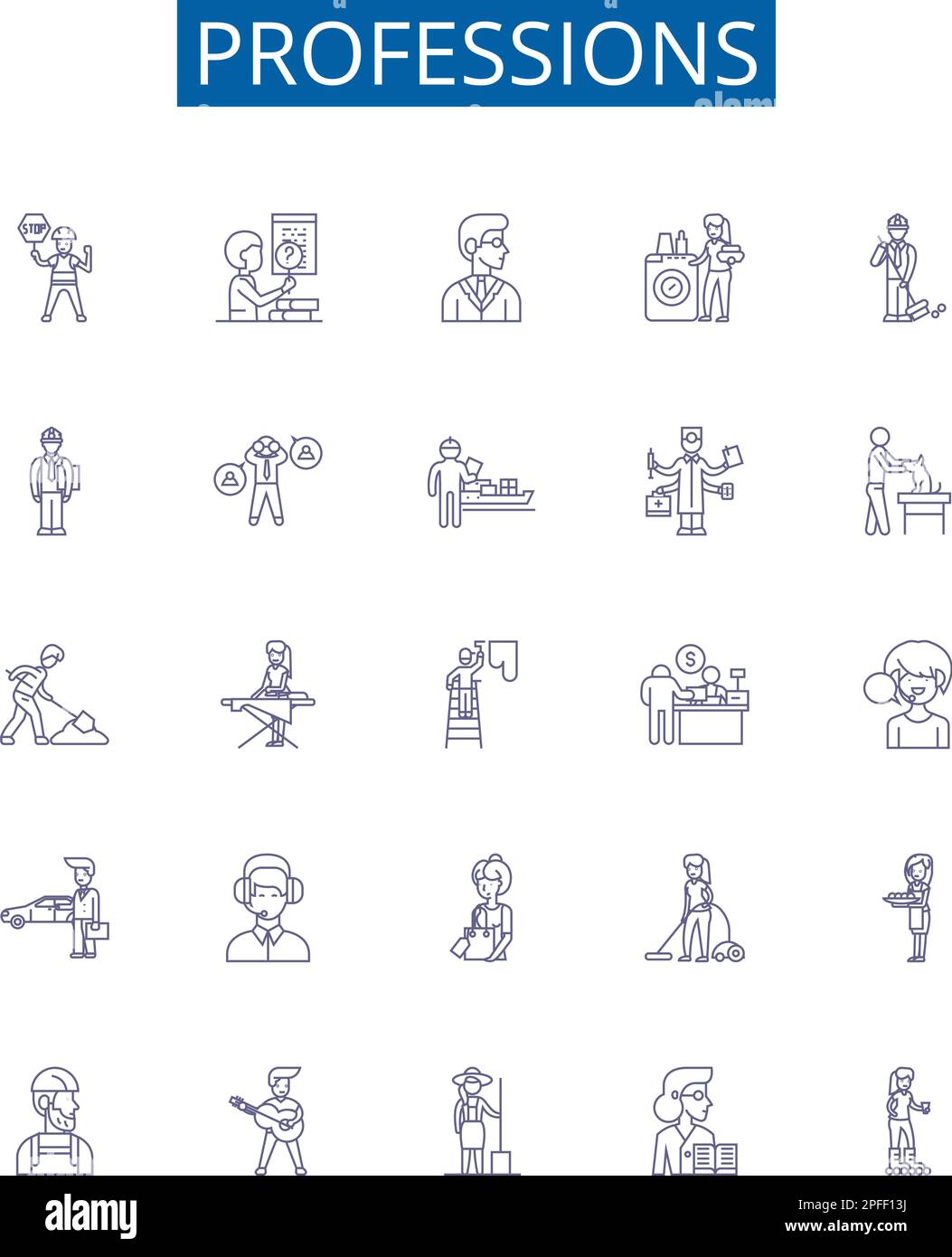 Professions Line Icons Signs Set Design Collection Of Job Craft Occupation Profession
