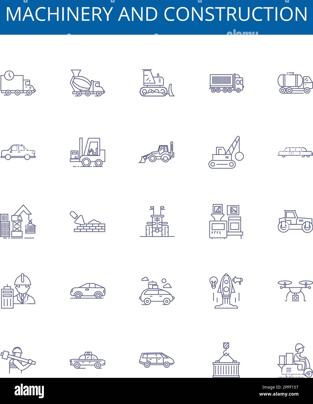 Machinery and construction line icons signs set. Design collection of ...