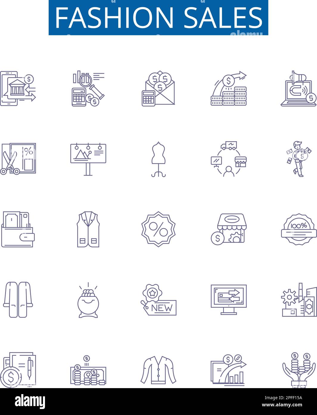 Fashion sales line icons signs set. Design collection of Clothing ...