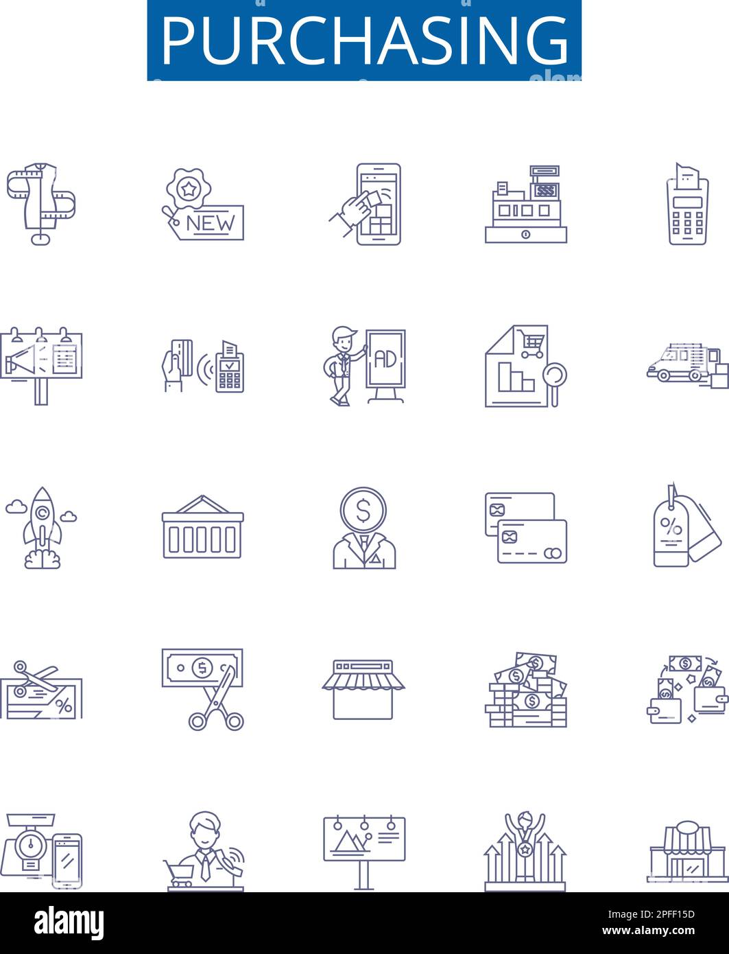 Purchasing line icons signs set. Design collection of Buy, Acquire ...