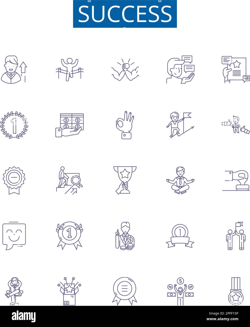 Success line icons signs set. Design collection of Achieve, Triumph ...