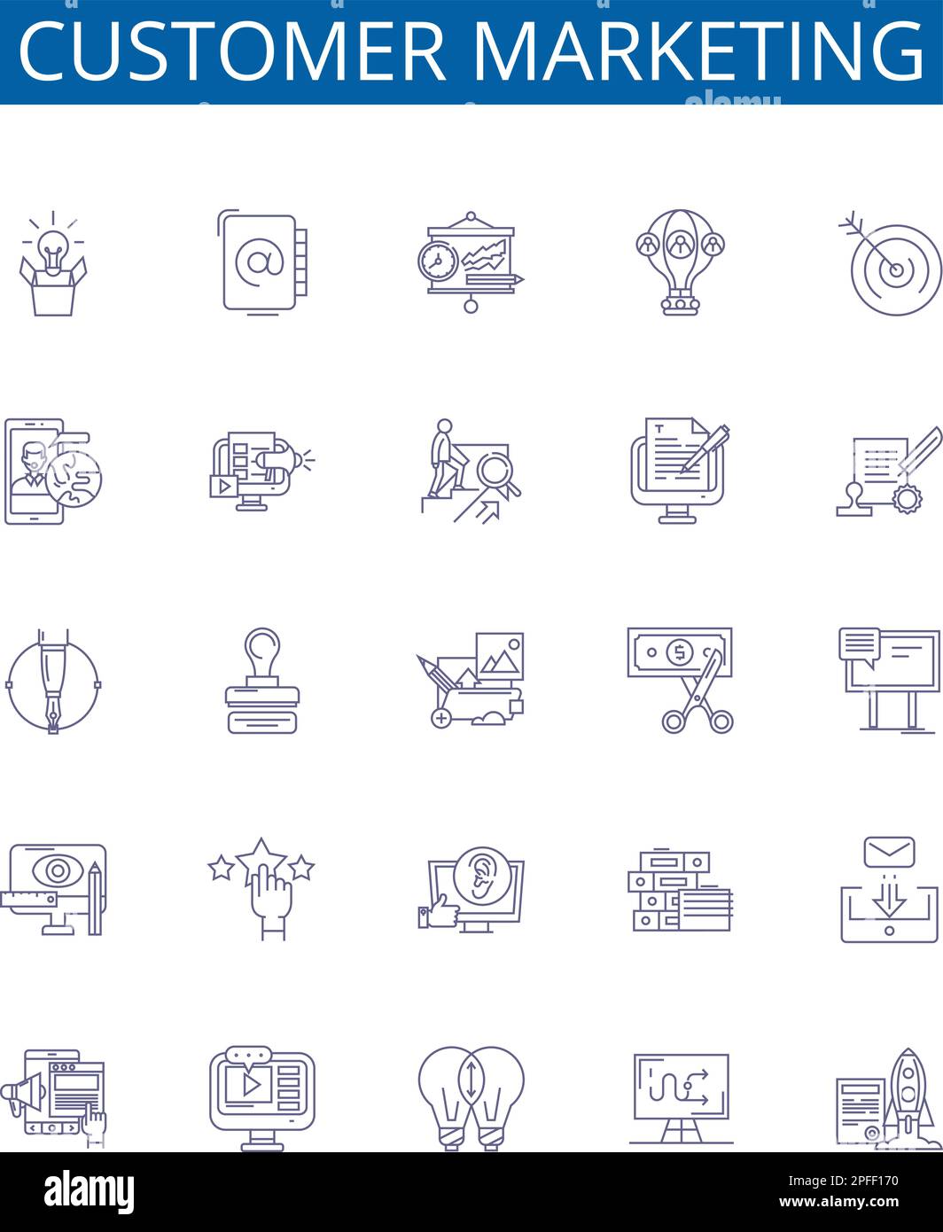 Customer marketing line icons signs set. Design collection of ... Customer marketing line icons signs set. Design collection of ...