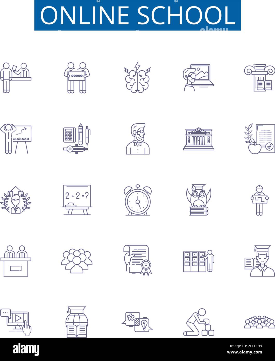 Online School Line Icons Signs Set Design Collection Of E Learning