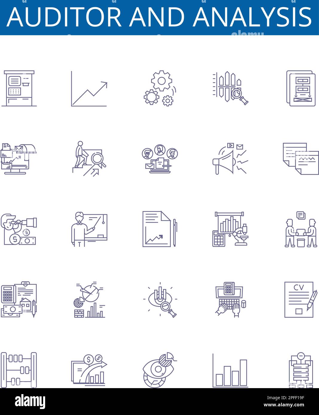 Auditor and analysis line icons signs set. Design collection of Auditor ...