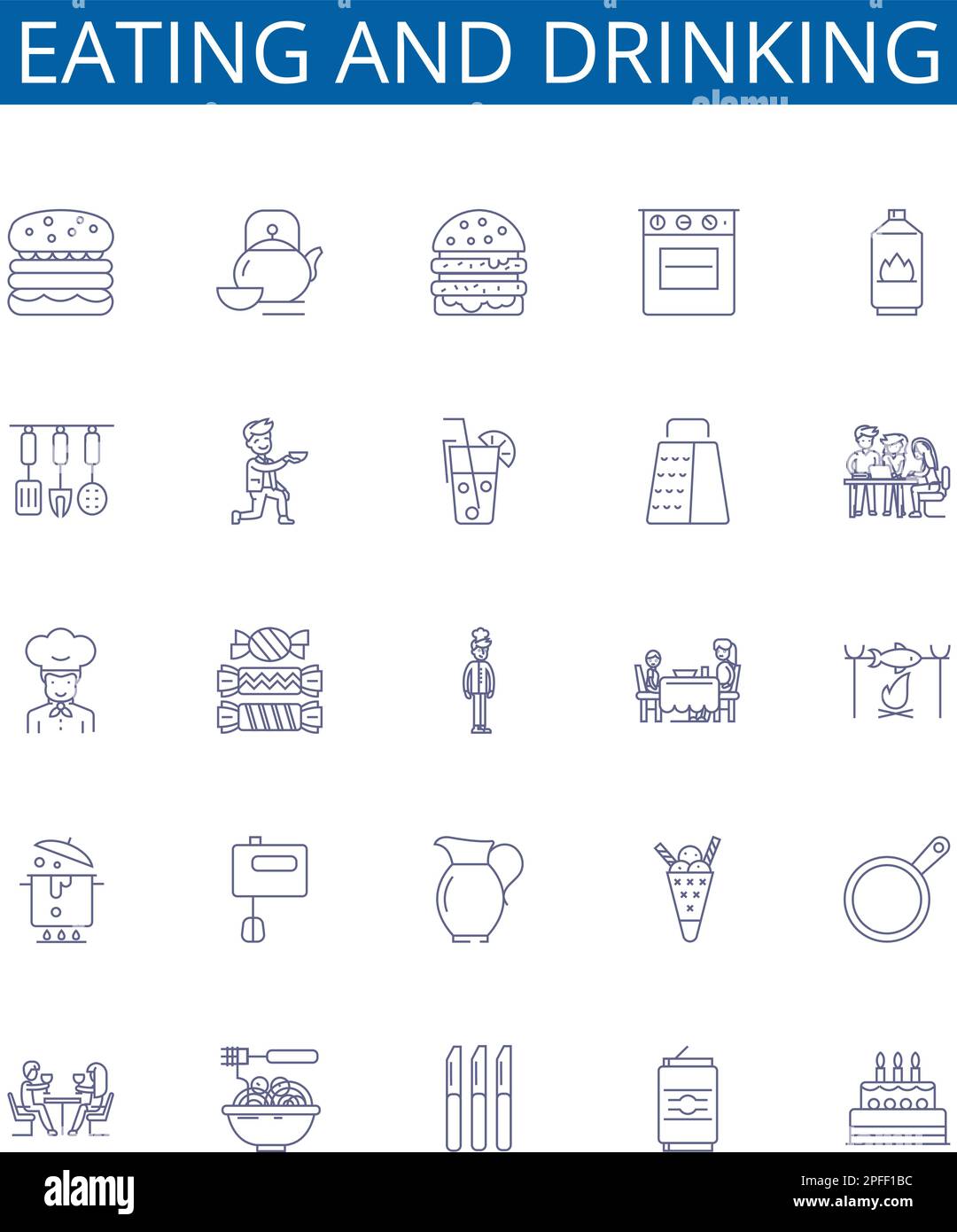 Eating and drinking line icons signs set. Design collection of Dining ...