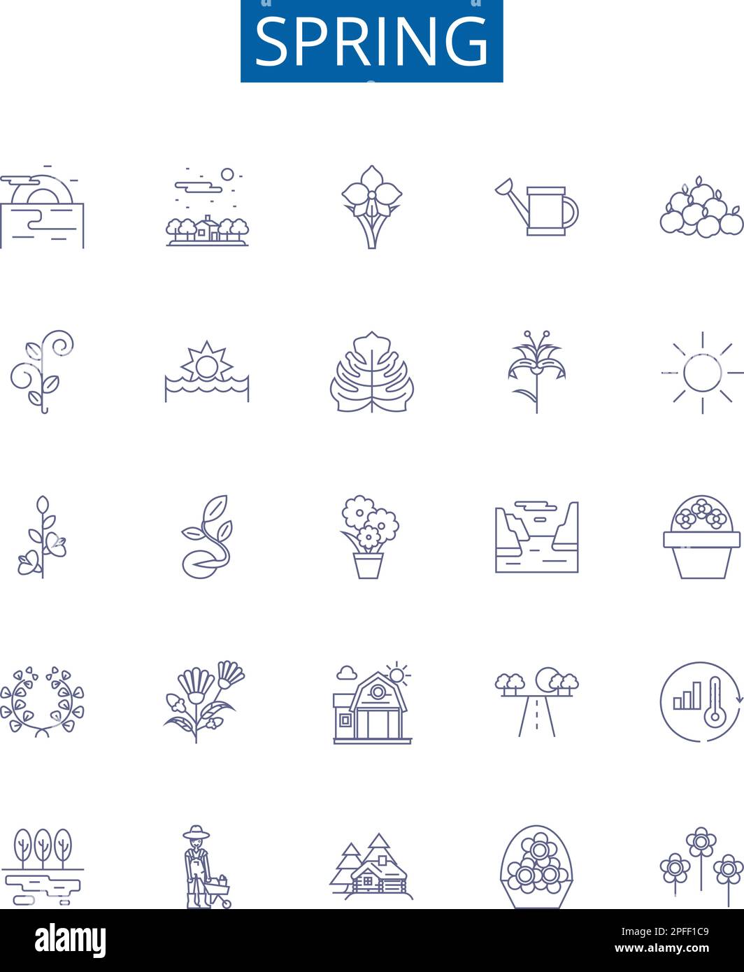 Spring line icons signs set. Design collection of Bloom, Vernal ...