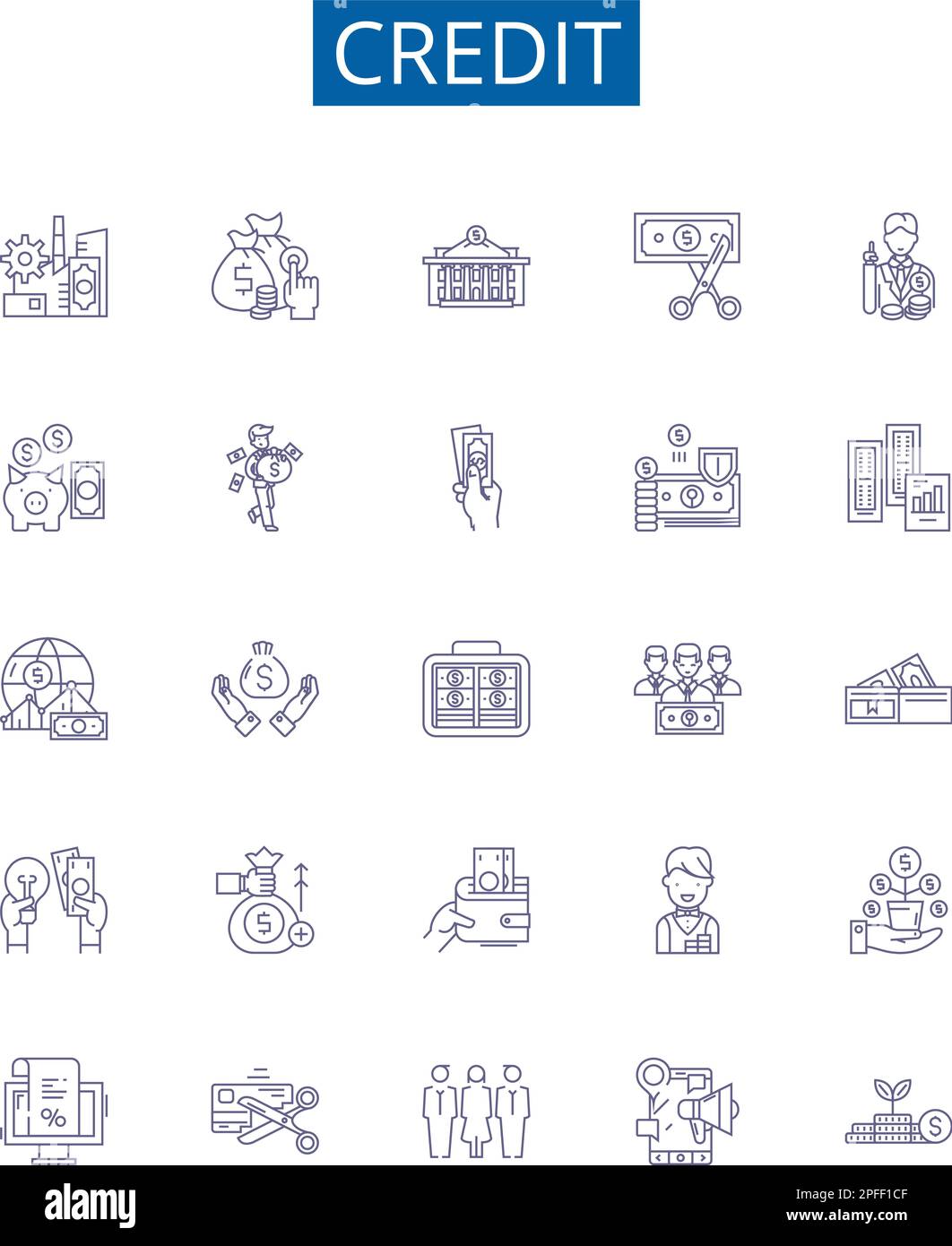 Credit line icons signs set. Design collection of Credit, Loan, Money ...