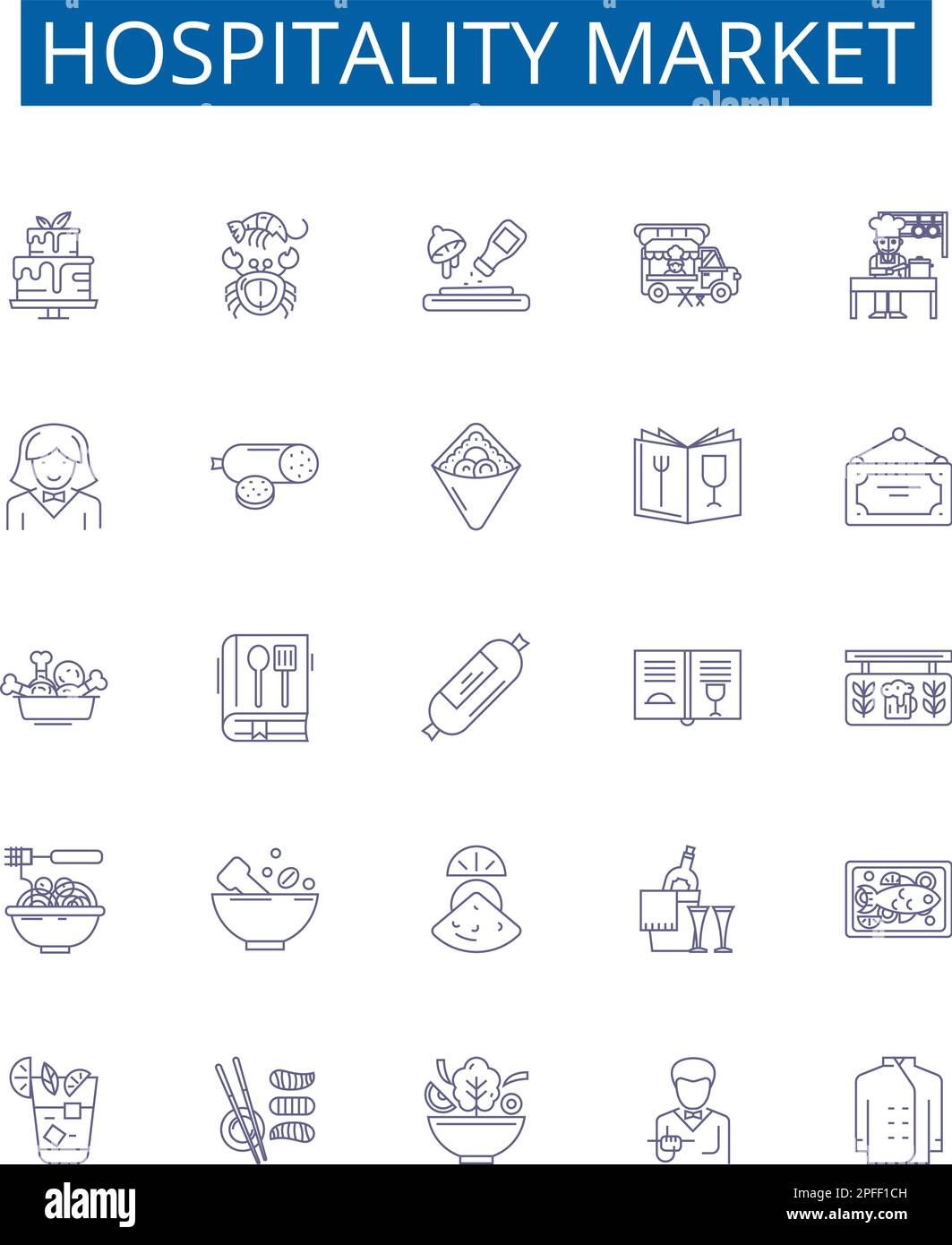 Hospitality market line icons signs set. Design collection of Hotel ...