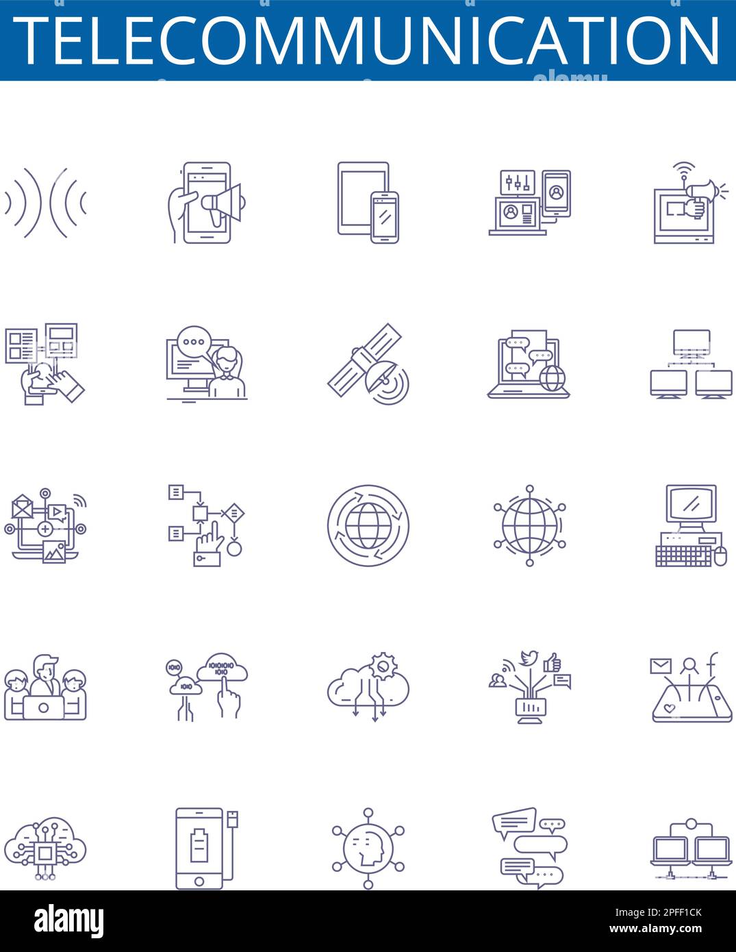 Telecommunication Line Icons Signs Set Design Collection Of Telecom