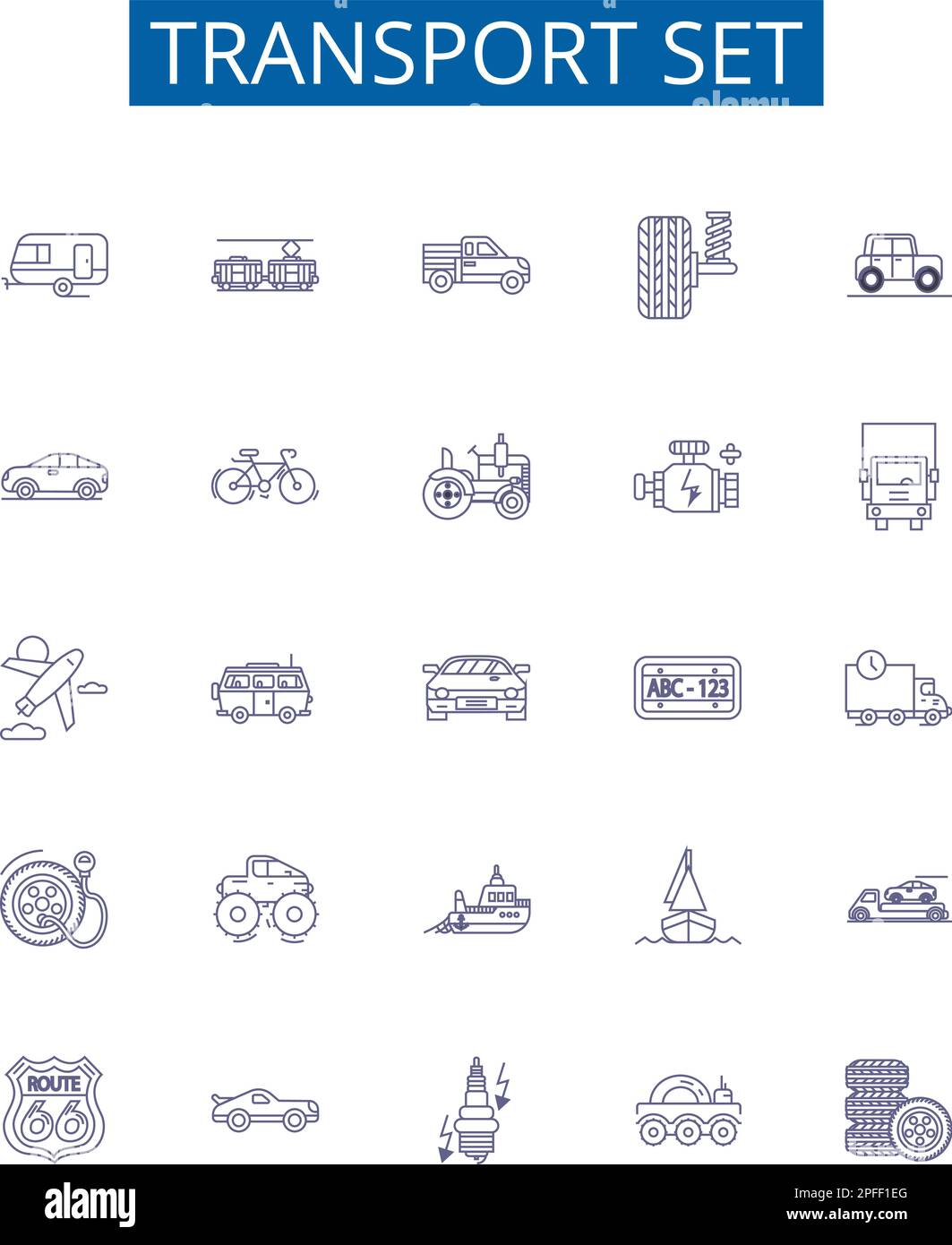 Transport set line icons signs set. Design collection of Vehicles ...