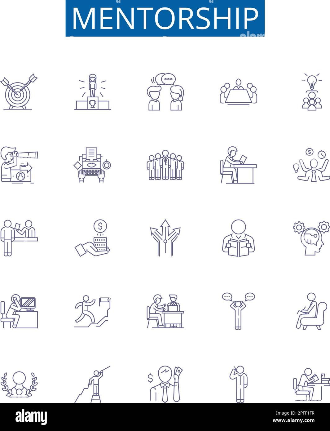 Mentorship line icons signs set. Design collection of Mentor, Mentorship, Guidance, Tutelage ...