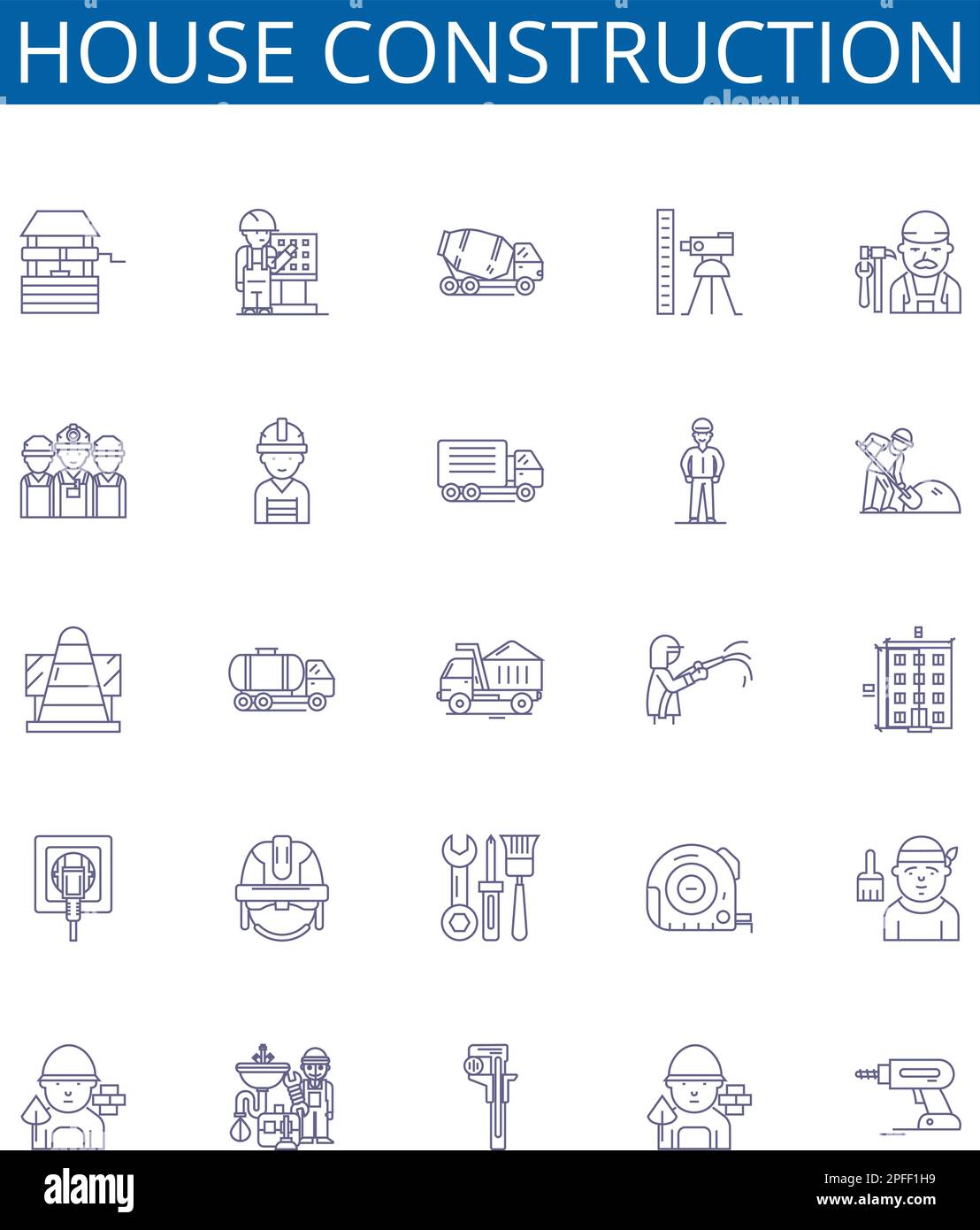 House construction line icons signs set. Design collection of Building ...