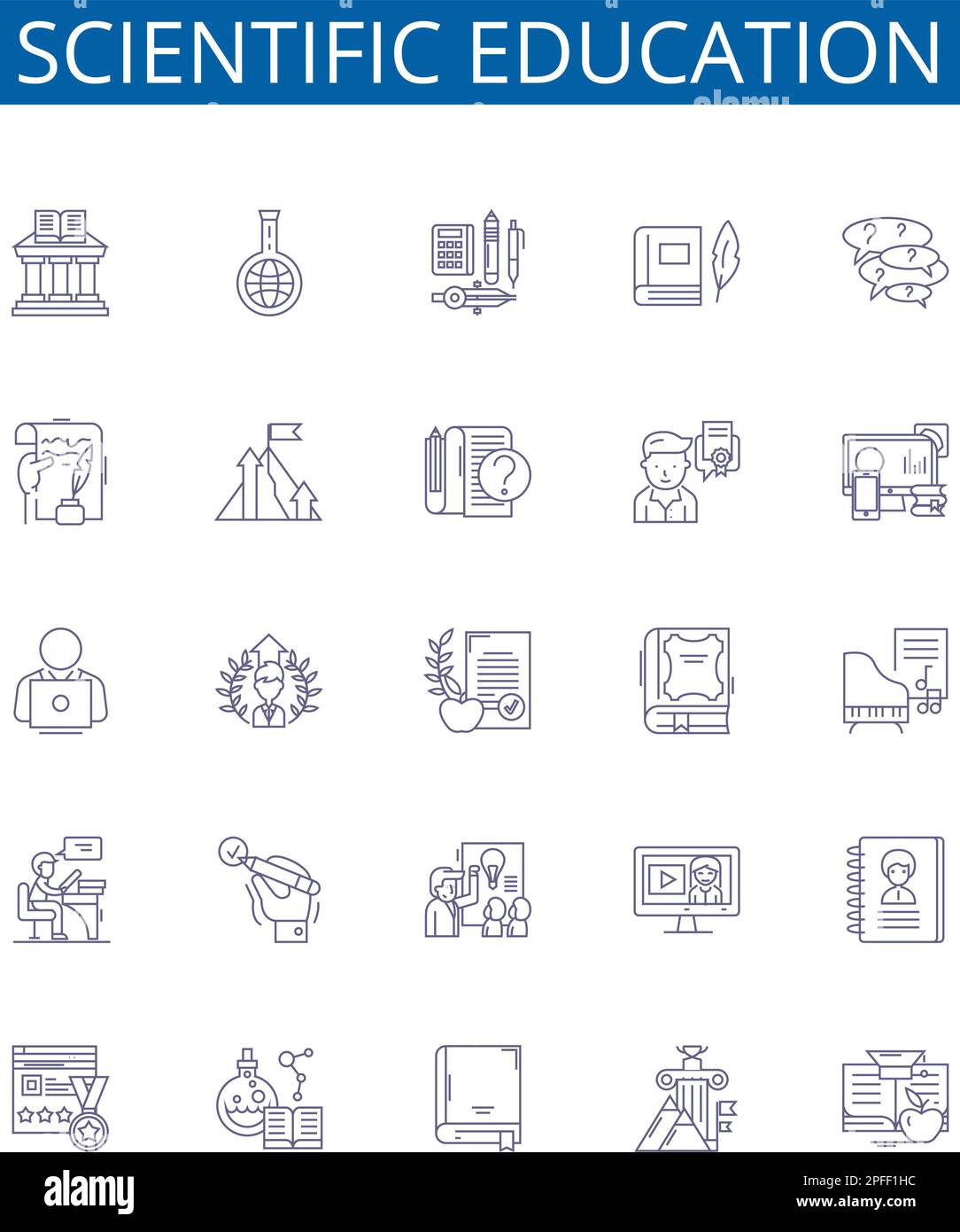 Scientific education line icons signs set. Design collection of Scientific, Education, Knowledge ...