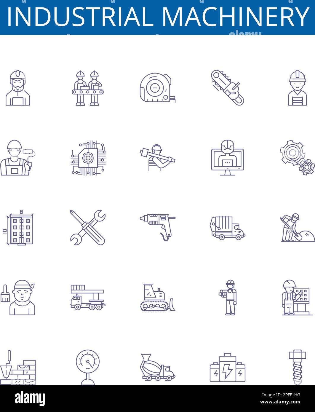 Industrial machinery line icons signs set. Design collection of ... Industrial machinery line icons signs set. Design collection of ...