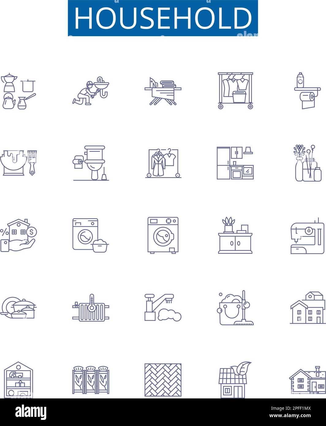 Household line icons signs set. Design collection of Home, Dwelling ...