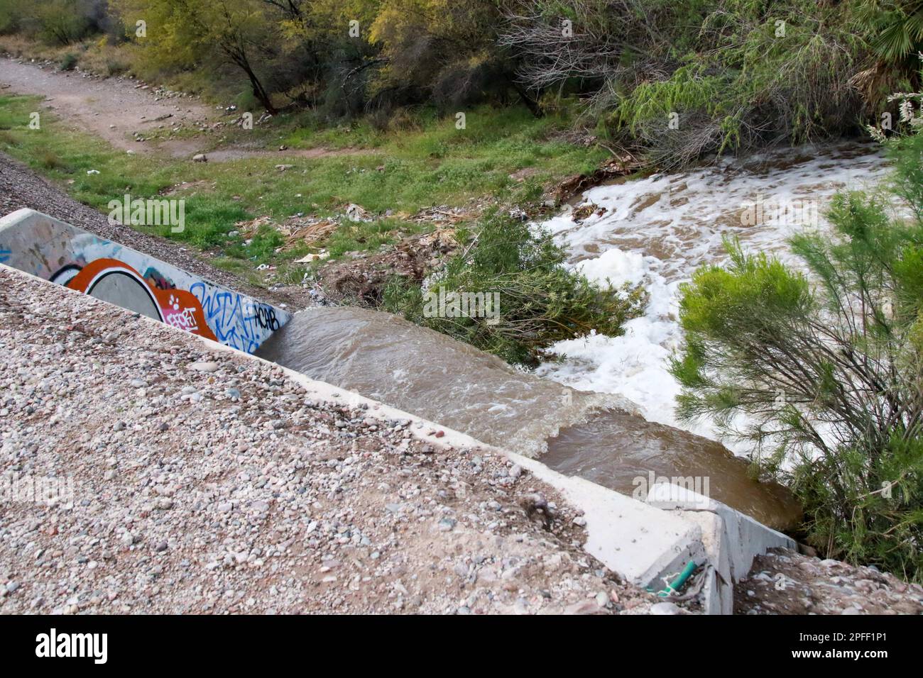 Water from storm drains gets released into the Salt River in Mesa ...