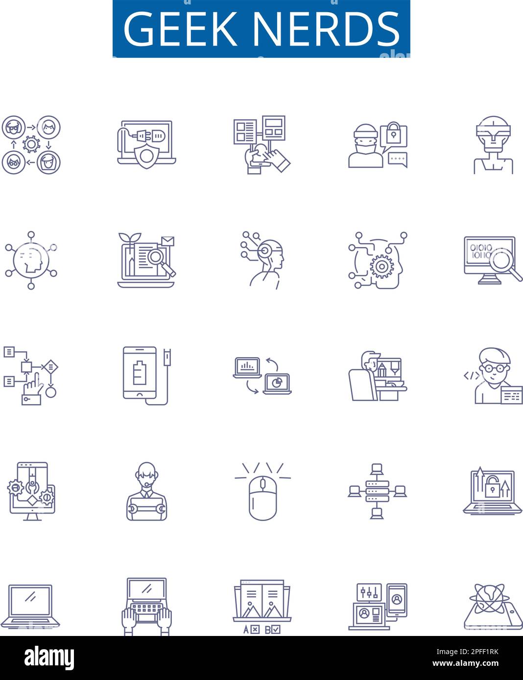 Geek Nerds Line Icons Signs Set Design Collection Of Geek Nerds Technology Programmer