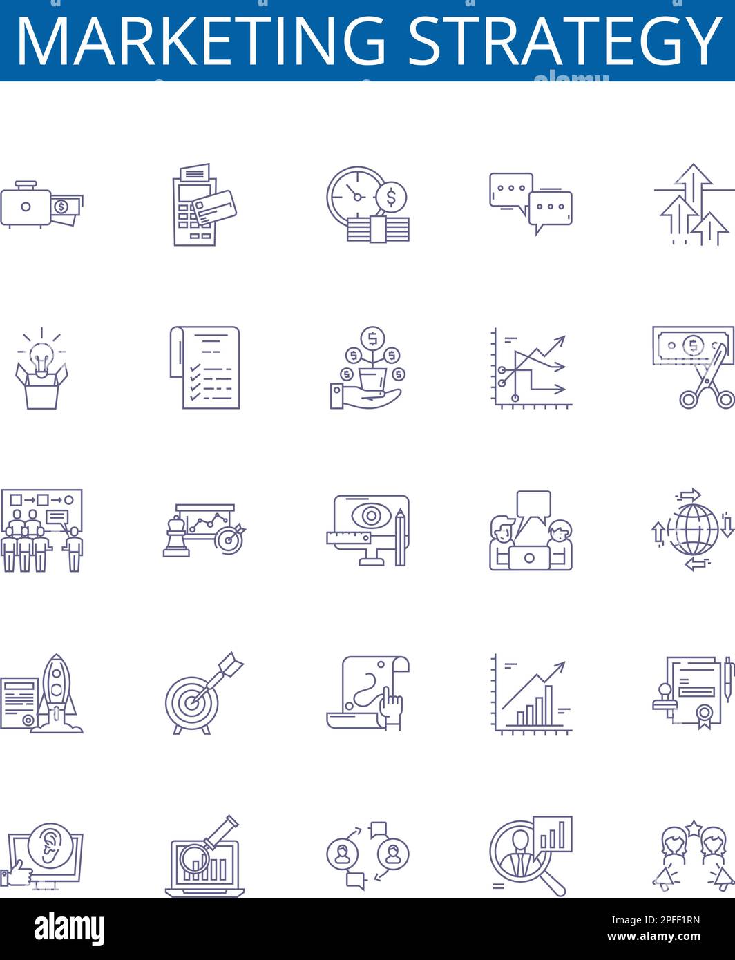 Marketing strategy line icons signs set. Design collection of marketing ... Marketing strategy line icons signs set. Design collection of marketing ...