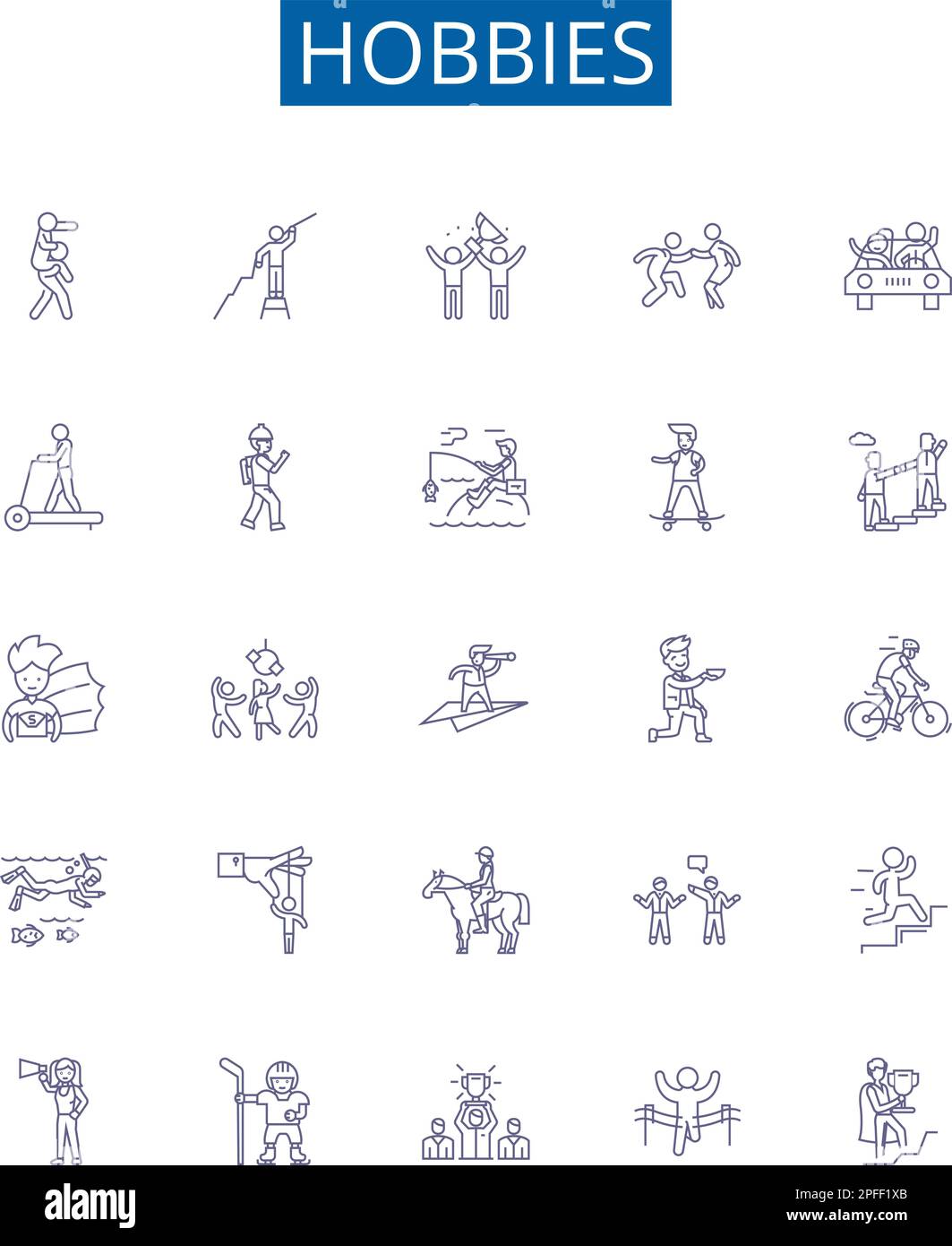 Hobbies line icons signs set. Design collection of Crafting, Painting ...