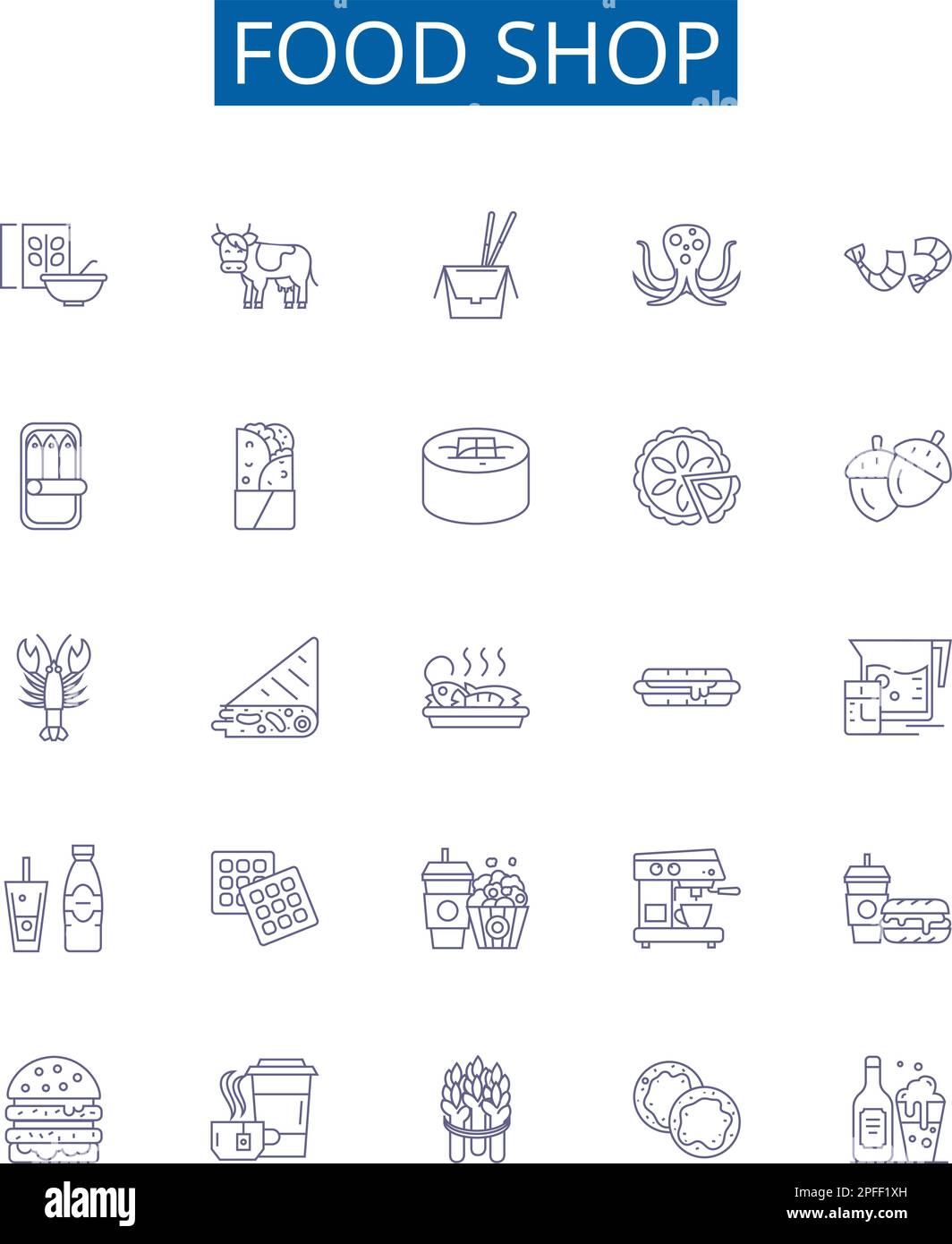 Food shop line icons signs set. Design collection of Takeaway ...