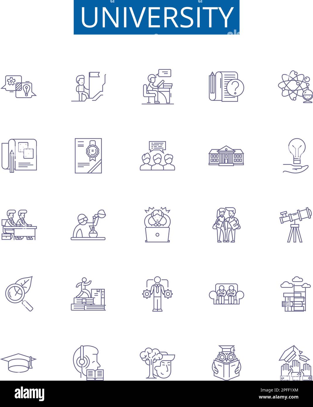University line icons signs set. Design collection of College, Institute, Education, Academia ...