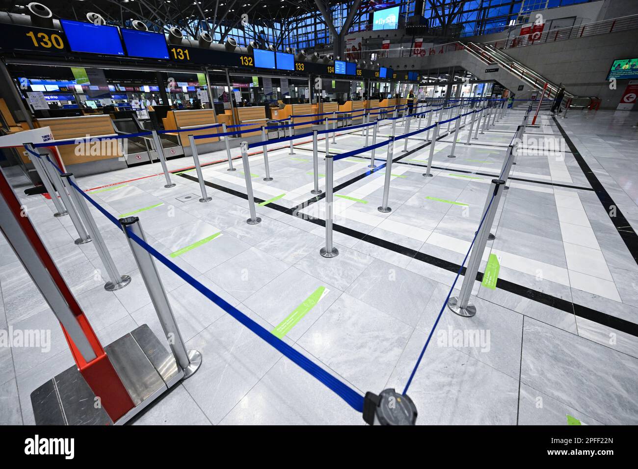 Stuttgart, Germany. 17th Mar, 2023. Empty terminals in the empty ...