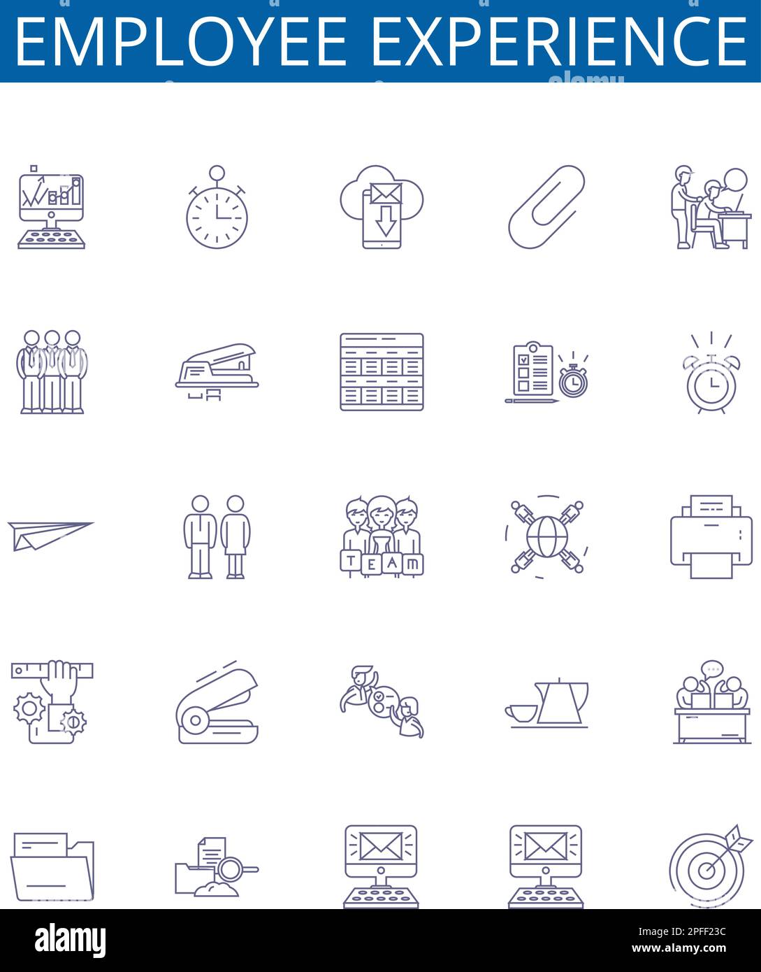 Employee experience line icons signs set. Design collection of Employee ...