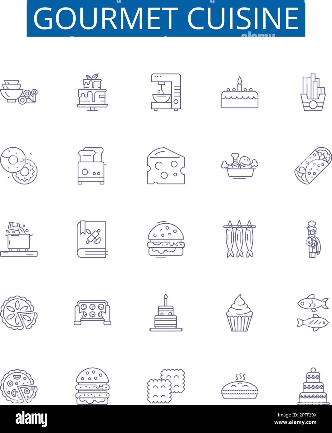 Gourmet cuisine line icons signs set. Design collection of Gourmet ...