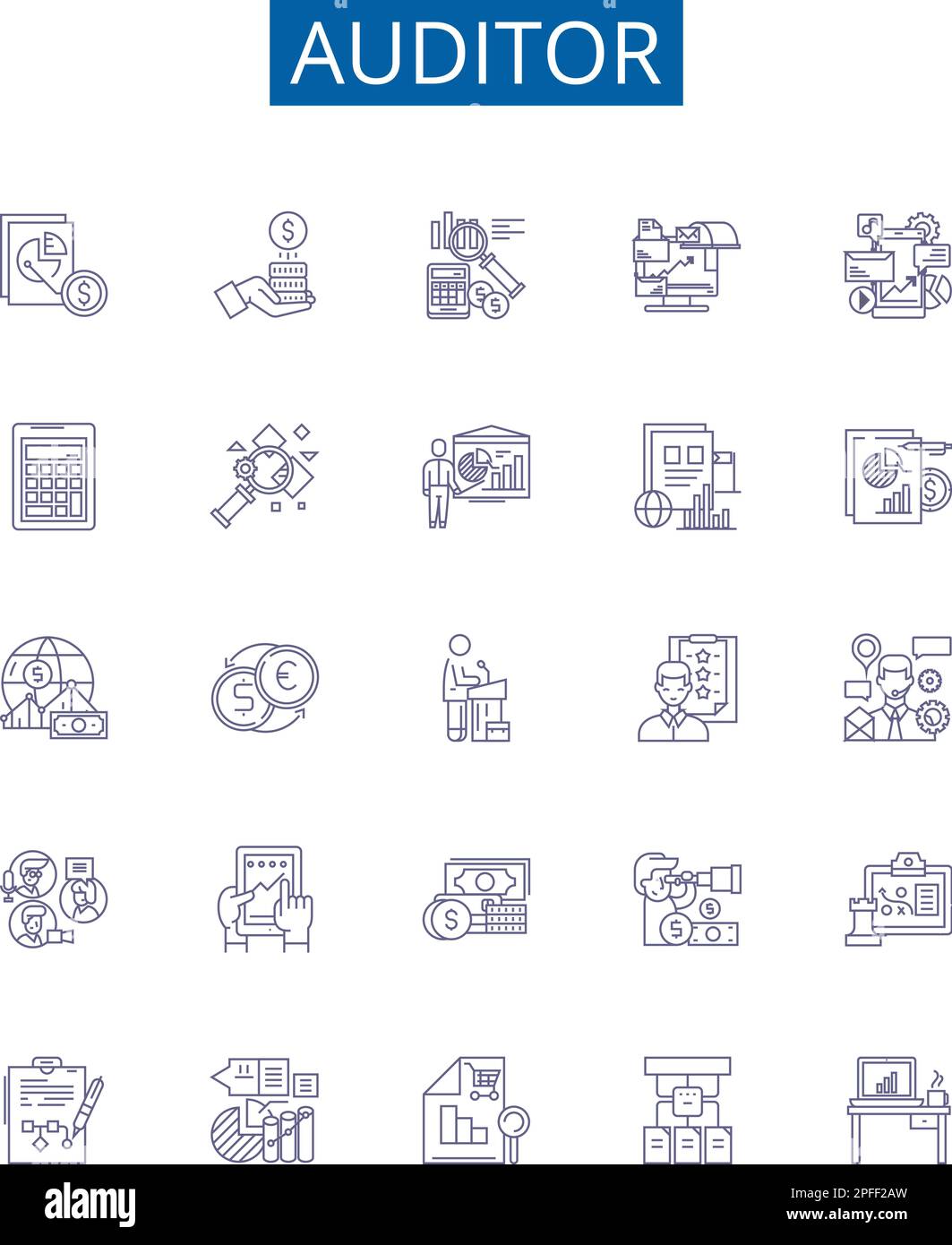 Auditor line icons signs set. Design collection of Auditor, Assessor ...