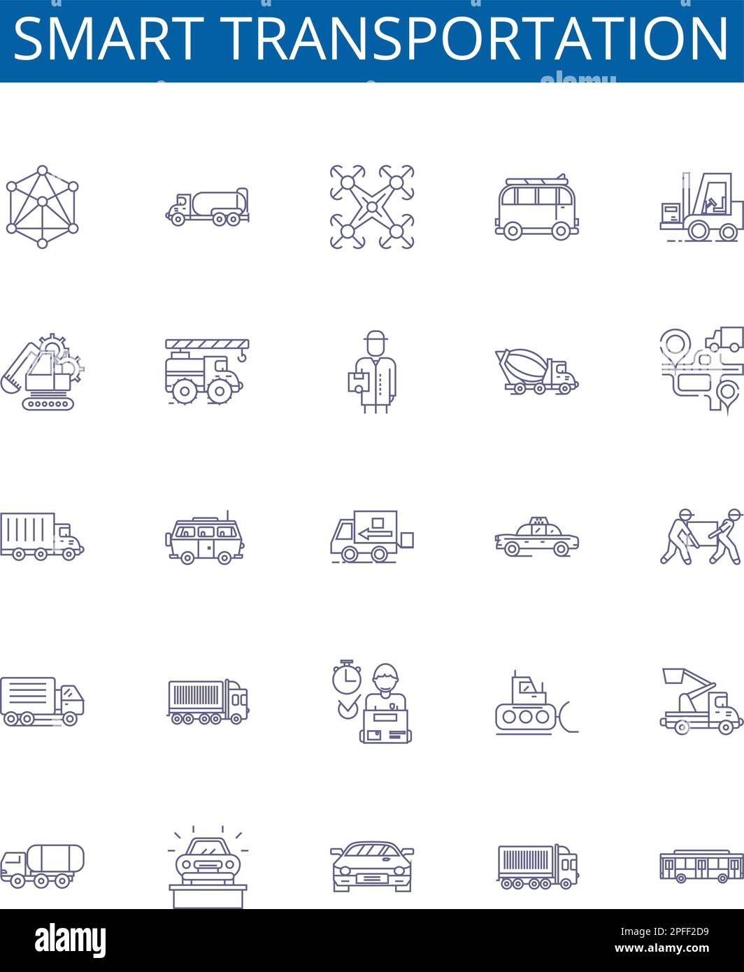 Smart transportation line icons signs set. Design collection of Smart ...