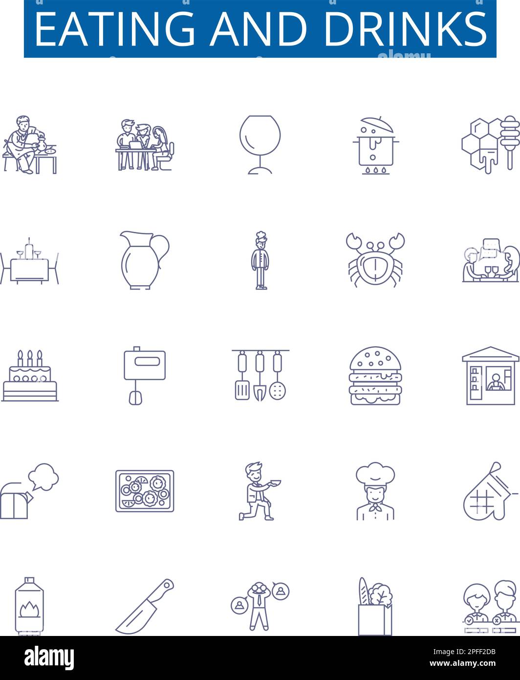 Eating And Drinks Line Icons Signs Set Design Collection Of Eating Drinks Food Beverage