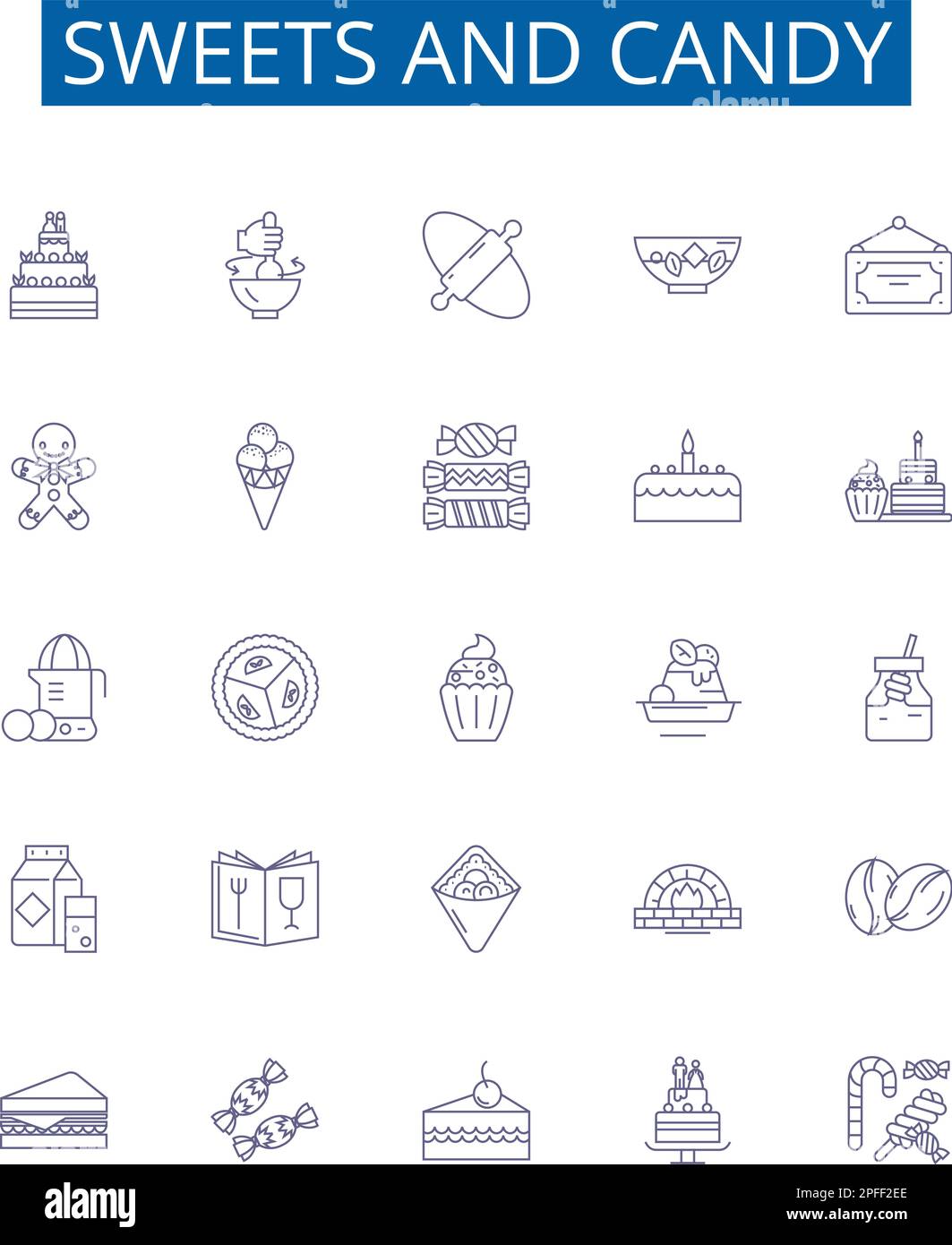 Sweets and candy line icons signs set. Design collection of ...