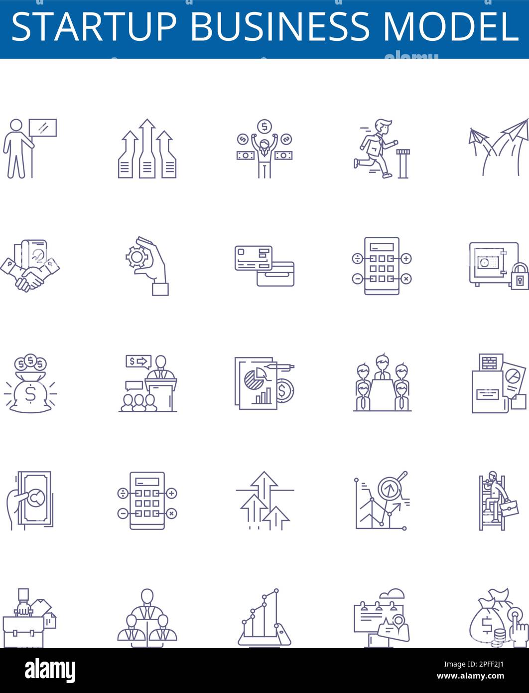 Startup business model line icons signs set. Design collection of Entrepreneurship, Startups ...