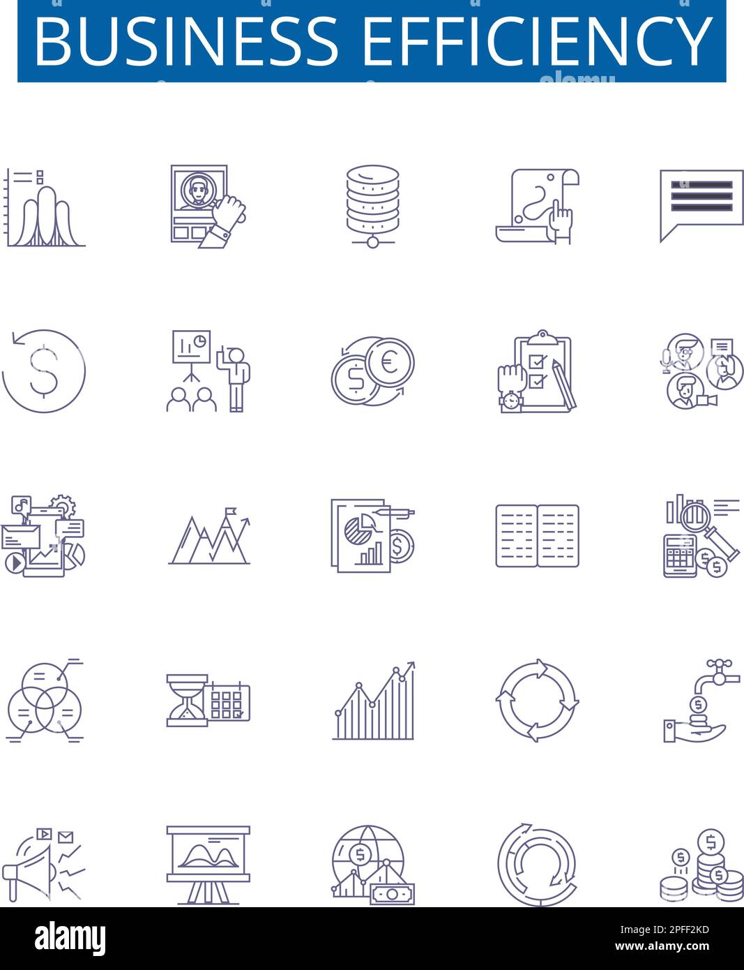 Business Efficiency Line Icons Signs Set Design Collection Of Profitability Productivity