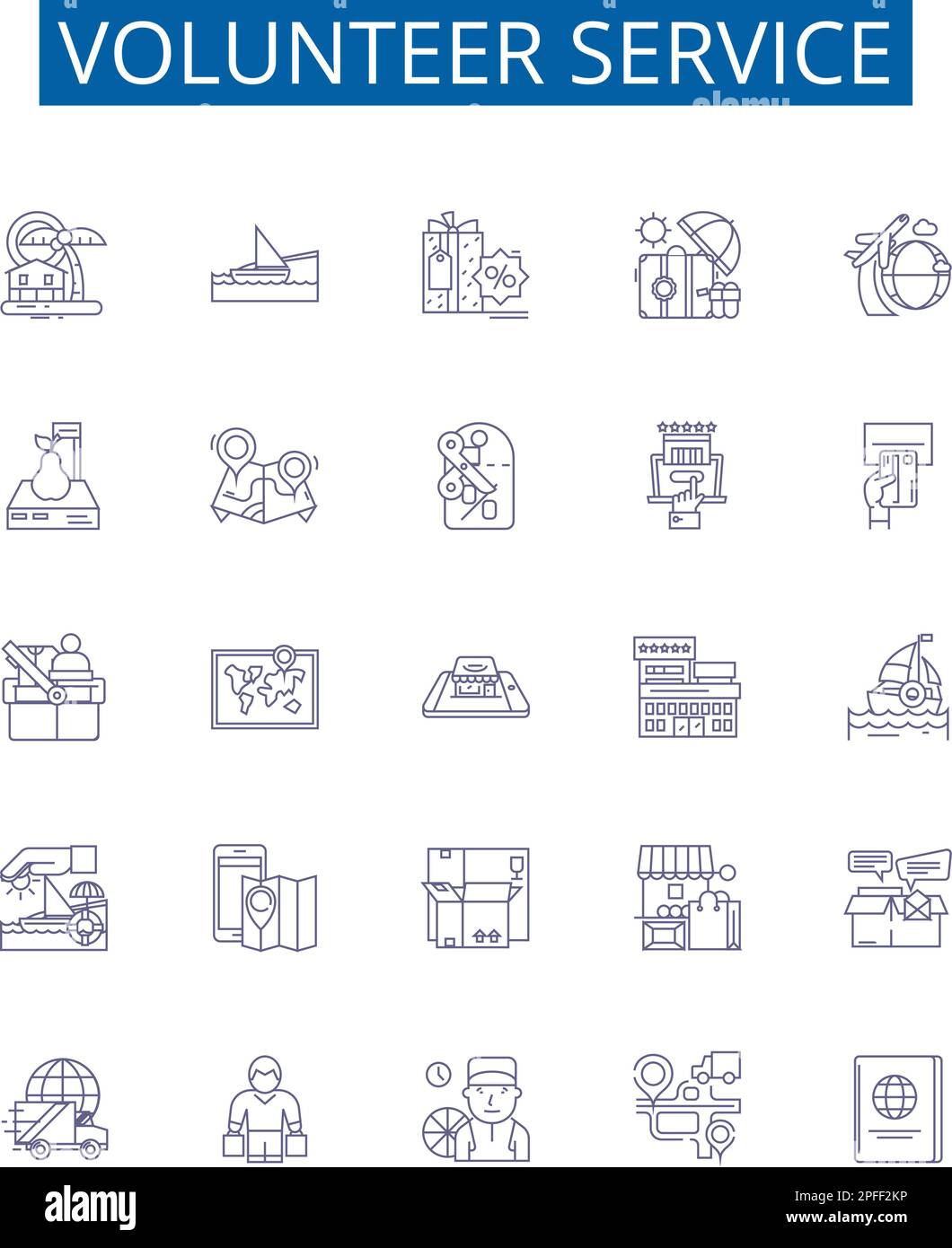 Volunteer service line icons signs set. Design collection of ...