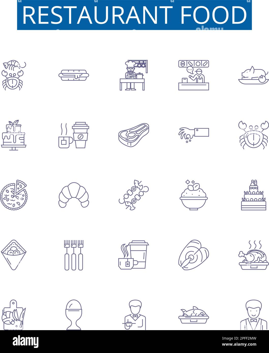 Restaurant food line icons signs set. Design collection of Cuisine, Meal, Dining, Delicacy ...