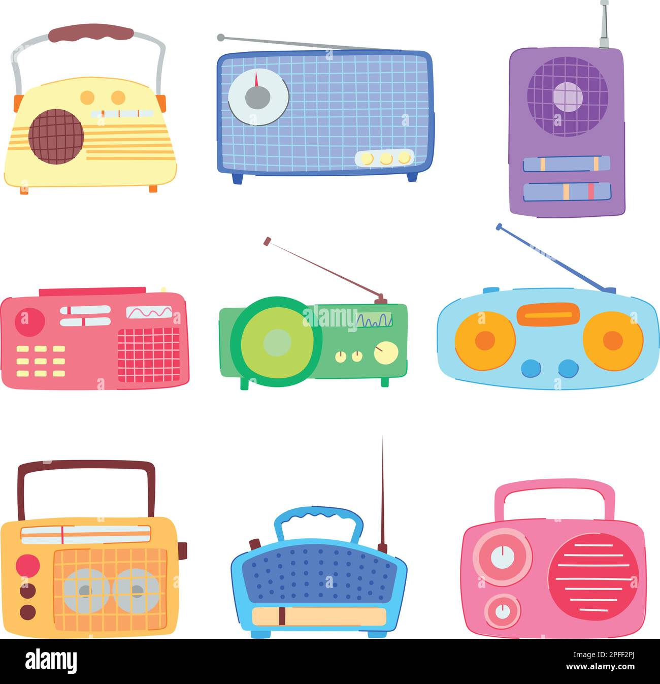 radio sound set cartoon vector illustration Stock Vector Image & Art ...