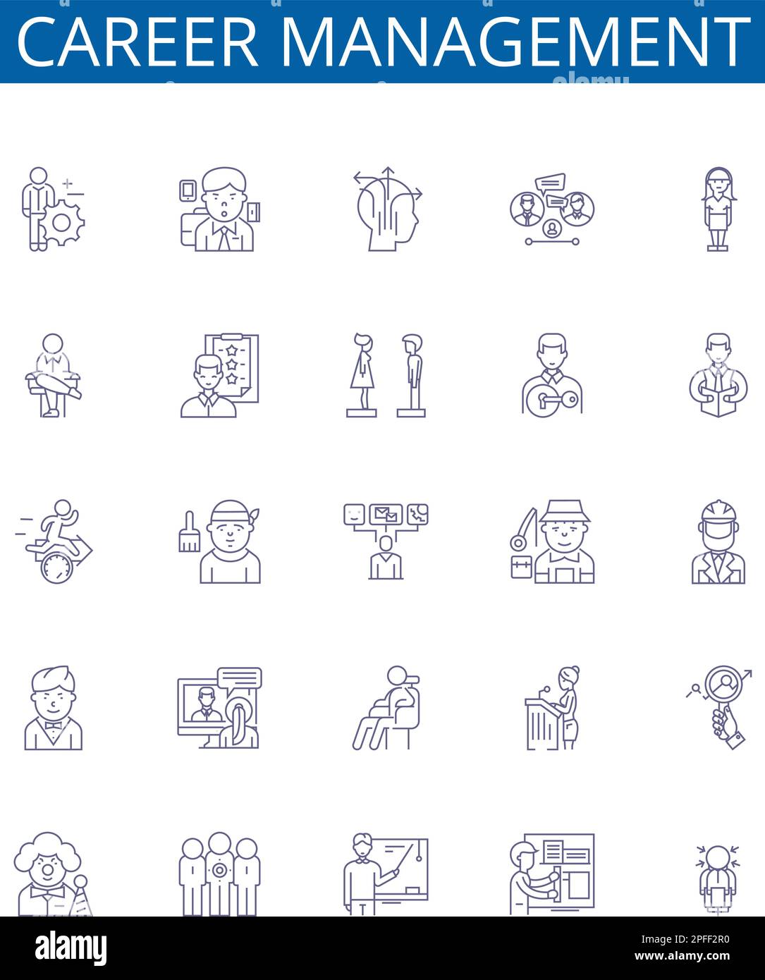 Career management line icons signs set. Design collection of Coaching ...