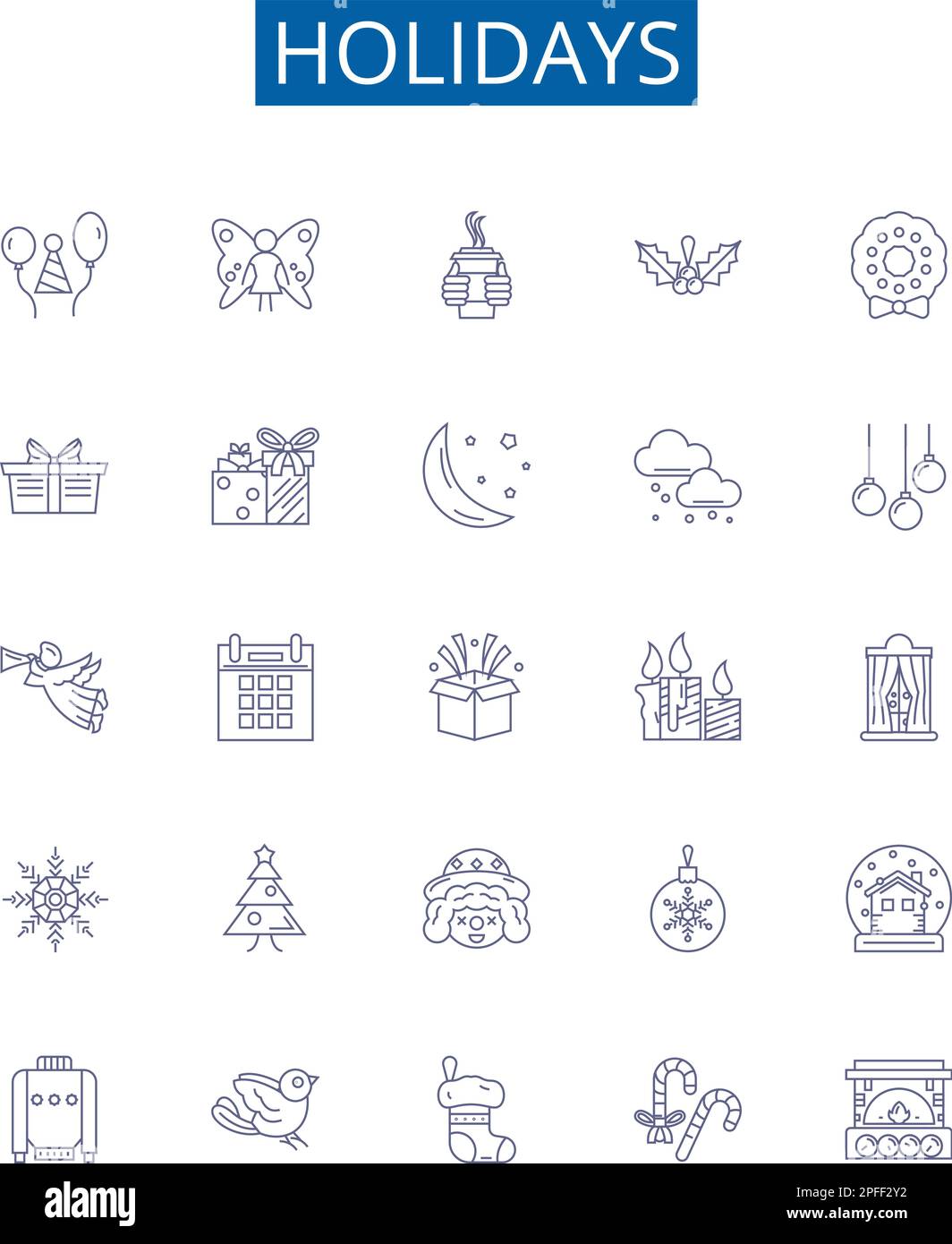 Holidays line icons signs set. Design collection of Vacation, Festive ...