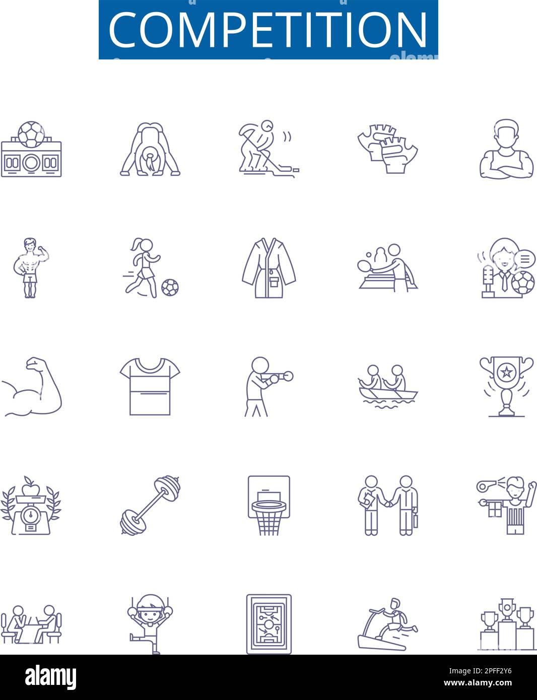 Competition line icons signs set. Design collection of Contest, Race ...