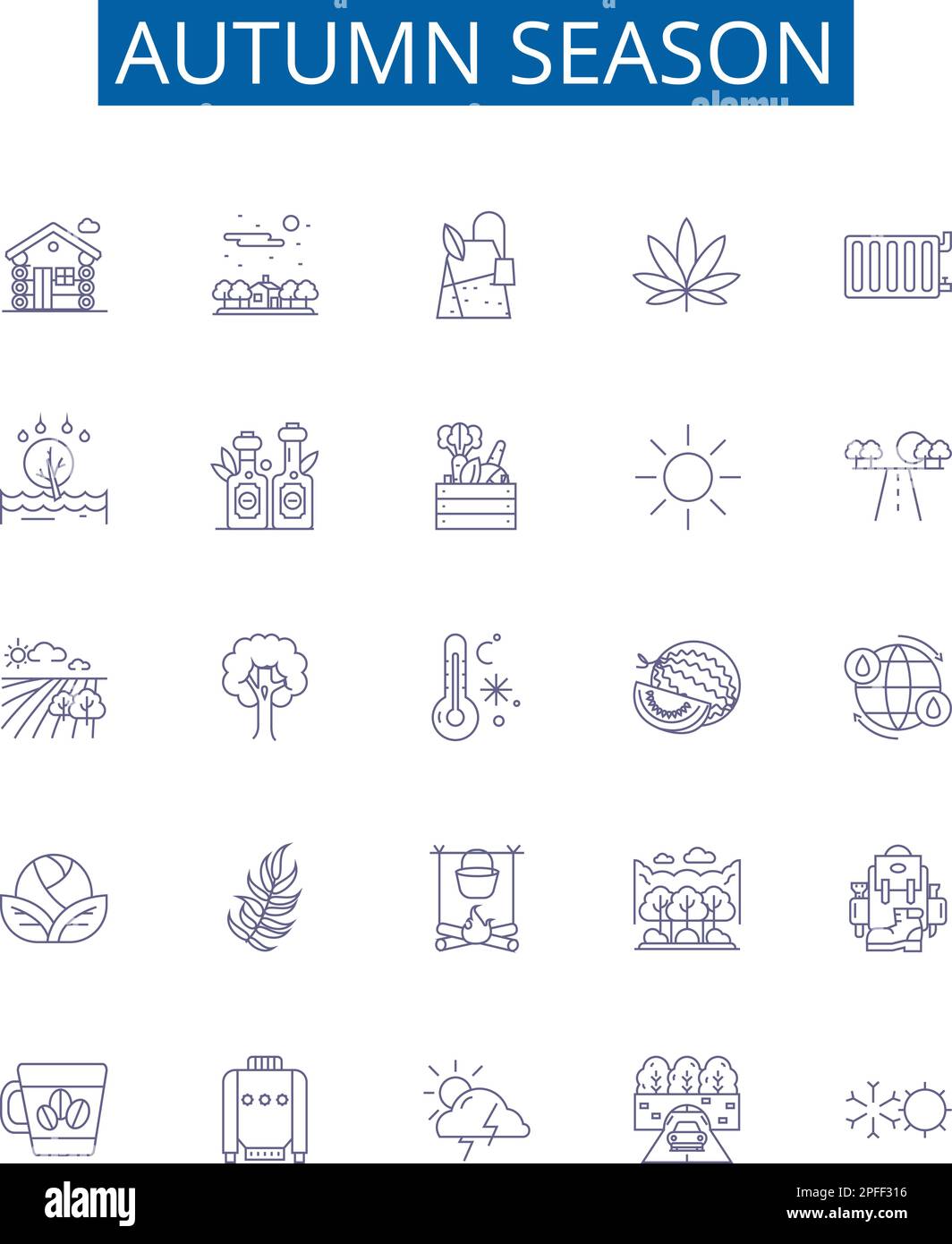 Autumn season line icons signs set. Design collection of Fall, Harvest ...