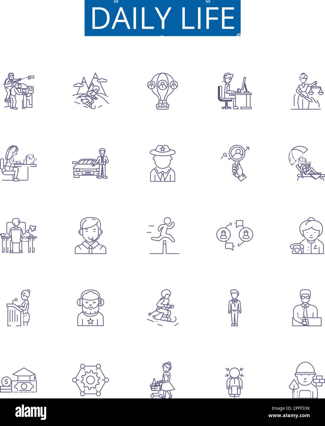Daily life line icons signs set. Design collection of Routine, Daily ... Daily life line icons signs set. Design collection of Routine, Daily ...