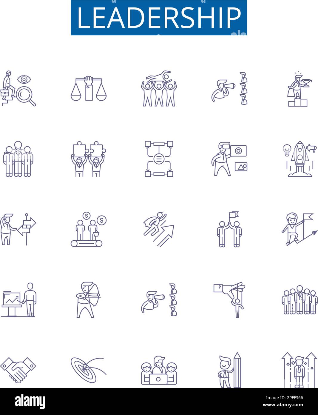Leadership line icons signs set. Design collection of Leadership, Managerial, Authority ...