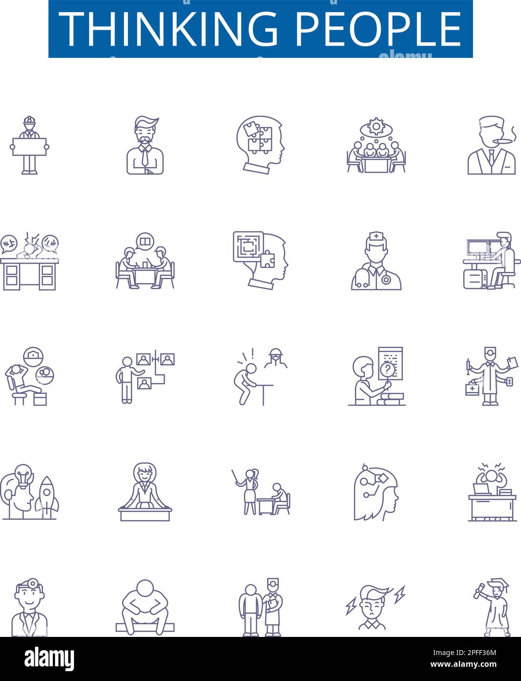 Thinking people line icons signs set. Design collection of Thinkers ...