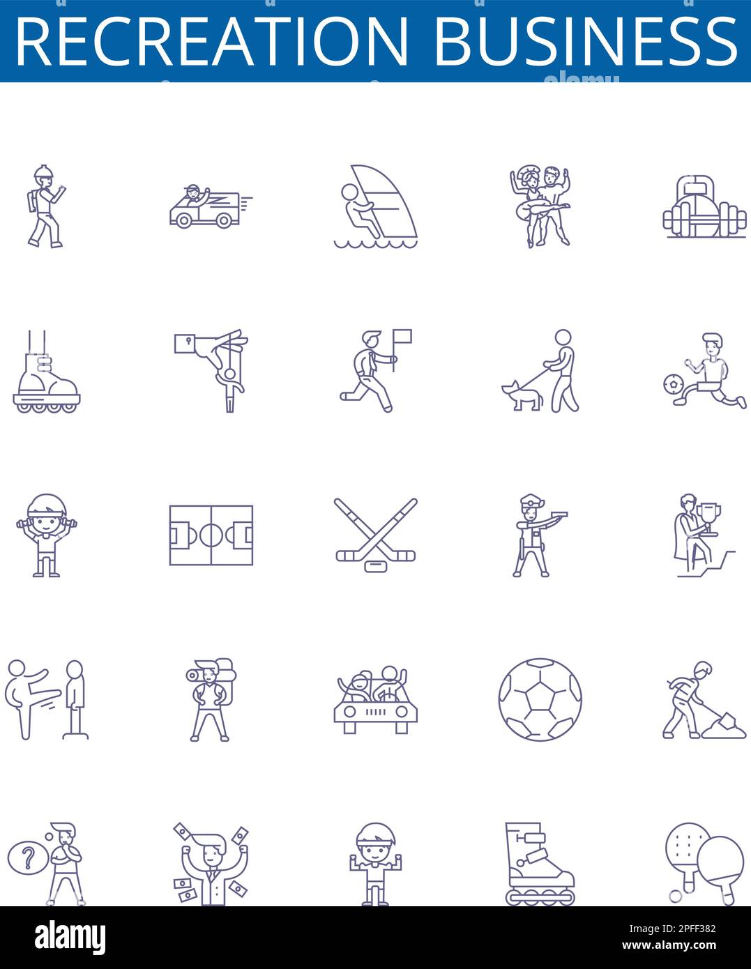 Recreation business line icons signs set. Design collection of ...