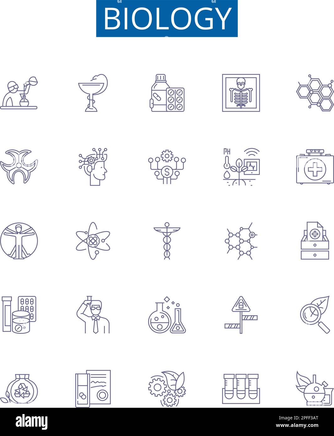 Biology line icons signs set. Design collection of Organism, Cell ...