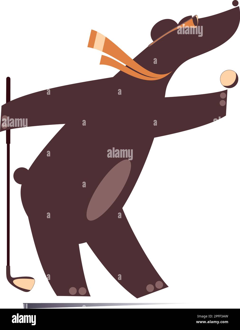 Cute bear playing golf. Cartoon bear holds a golf club and ball ...